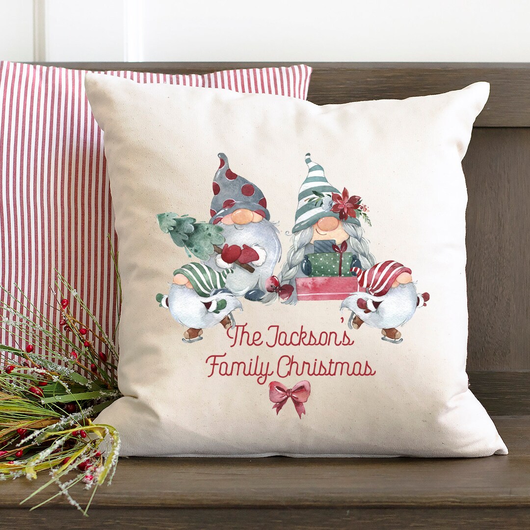 Personalised Gnomes Christmas Cushion | Personalised Family Christmas ...