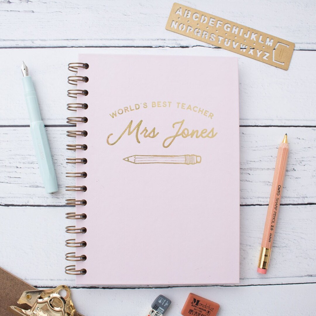 Personalised Teacher Notebook: Foiled Pencil Design, End of Term Gift ...