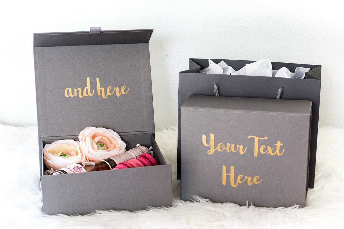 Real Foil Print Custom Text Gift Box Personalised Gift Box - Etsy