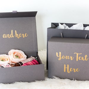 Real Foil Print Custom Text Gift Box, Personalised Gift Box in White ...