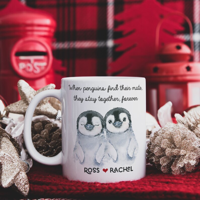 Personalised Valentine's Gift Penguin Mug, Romantic Anniversary Gift ...