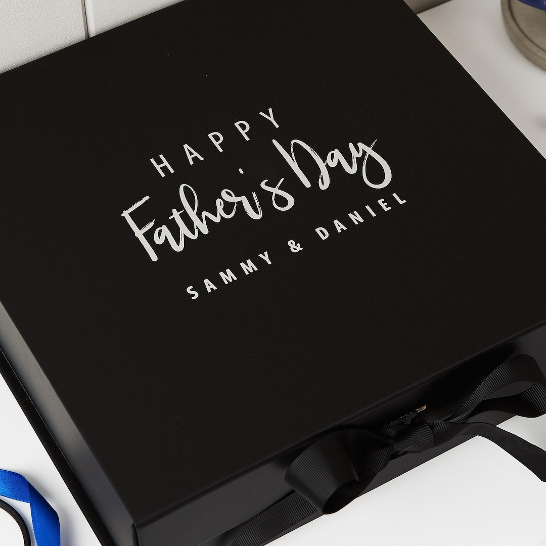 Real Foil Print! Father's Day Gift Box, Personalised Dad Box, 1st ...