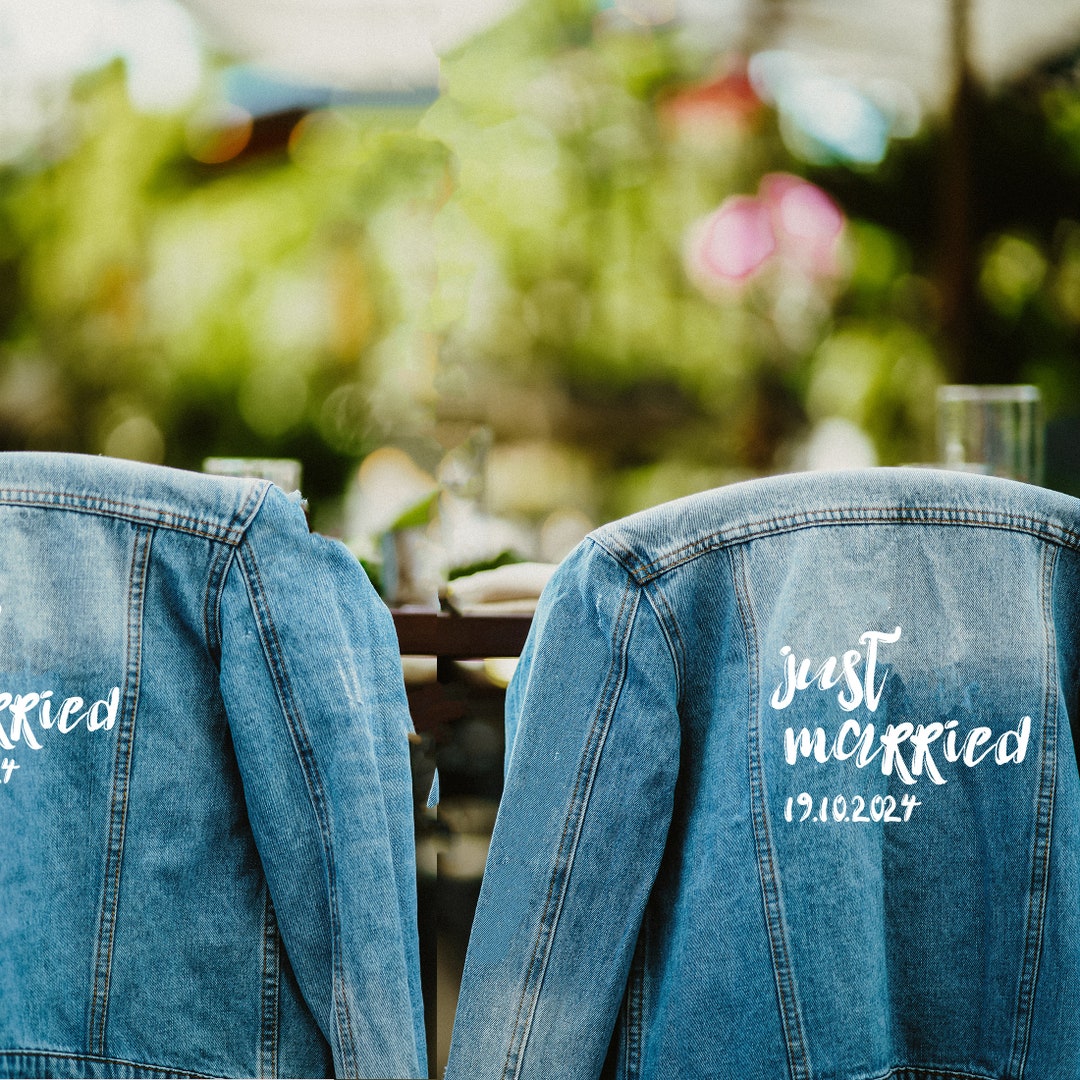 Just Married Denim Couple Jackets Bride Groom Jean Jacket Personalised ...