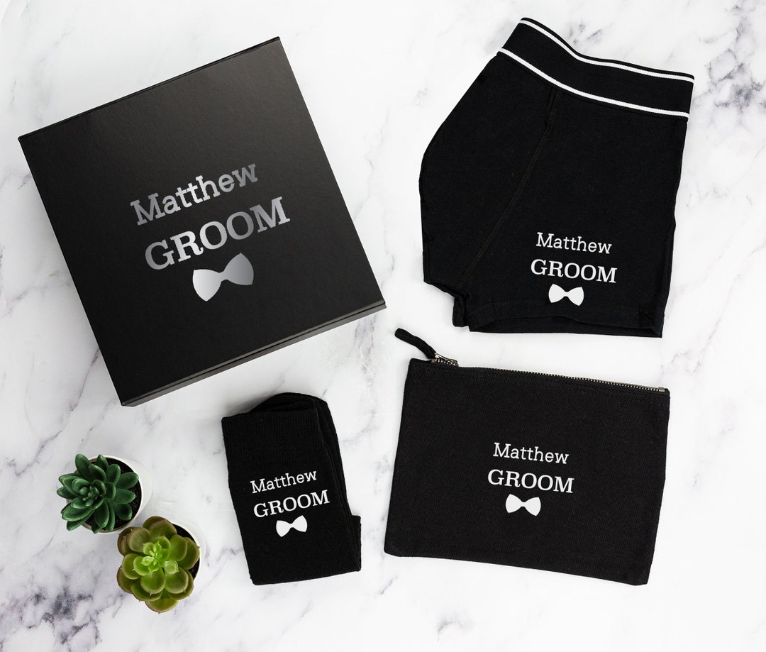 Wedding Groom Gift Box, Personalised Socks & Boxer Shorts (includes ...