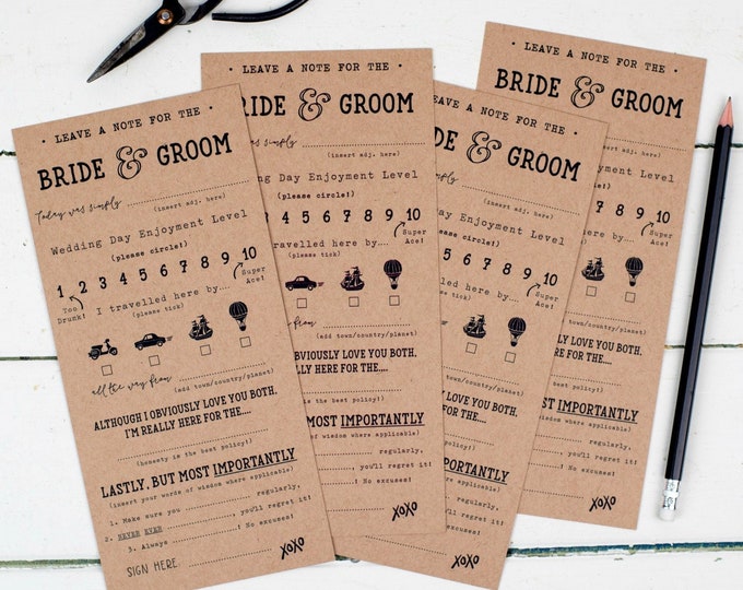 Advice for the Bride & Groom, Wedding Advice Card, Mr and Mrs Advice ...