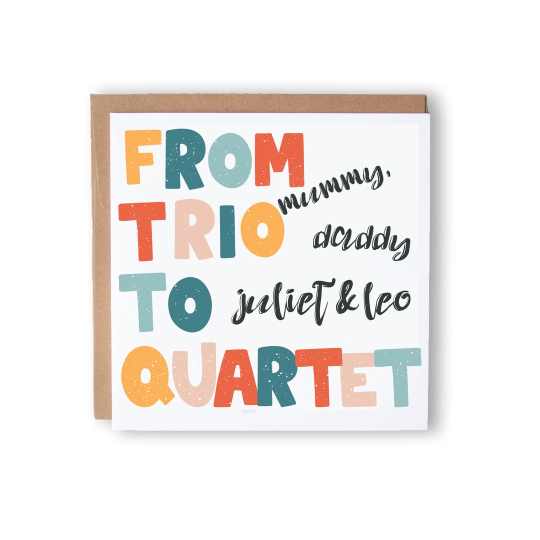 Personalised Baby Announcement Card: From Trio to Quartet Personalized ...