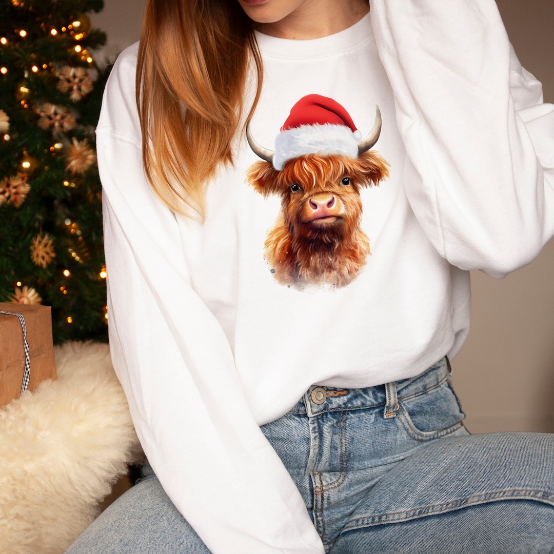 Highland Cow Christmas Jumper, Highland Cow Gifts, Cute Xmas Jumper ...