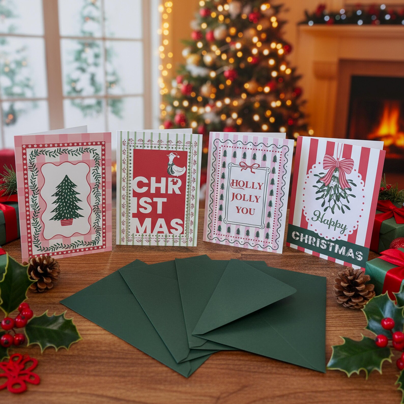 Vintage Christmas Cards Set - 4 Unique Retro Holiday Designs - Etsy