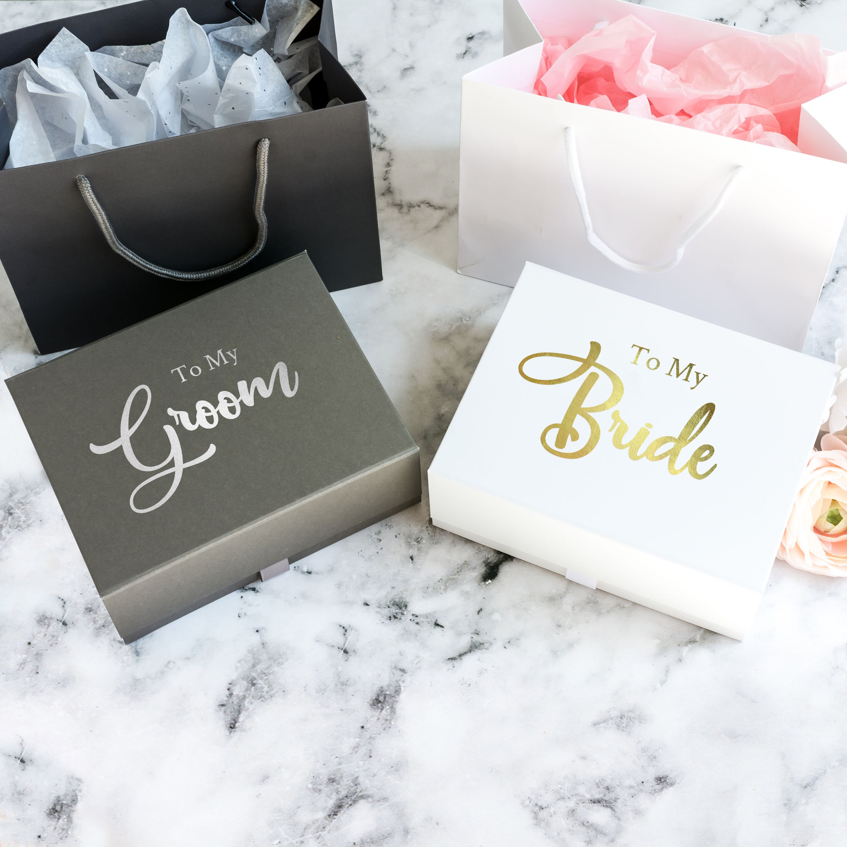 Real Foil Print Bride Gift Box Groom Gift Box | Etsy