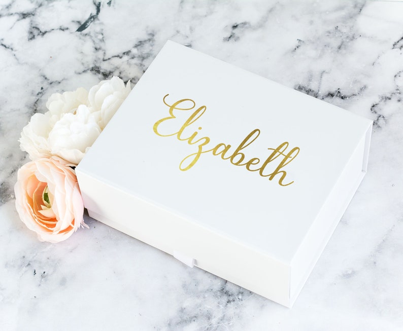 Real Foil Print Rose Gold Personalised Gift Box With Name - Etsy