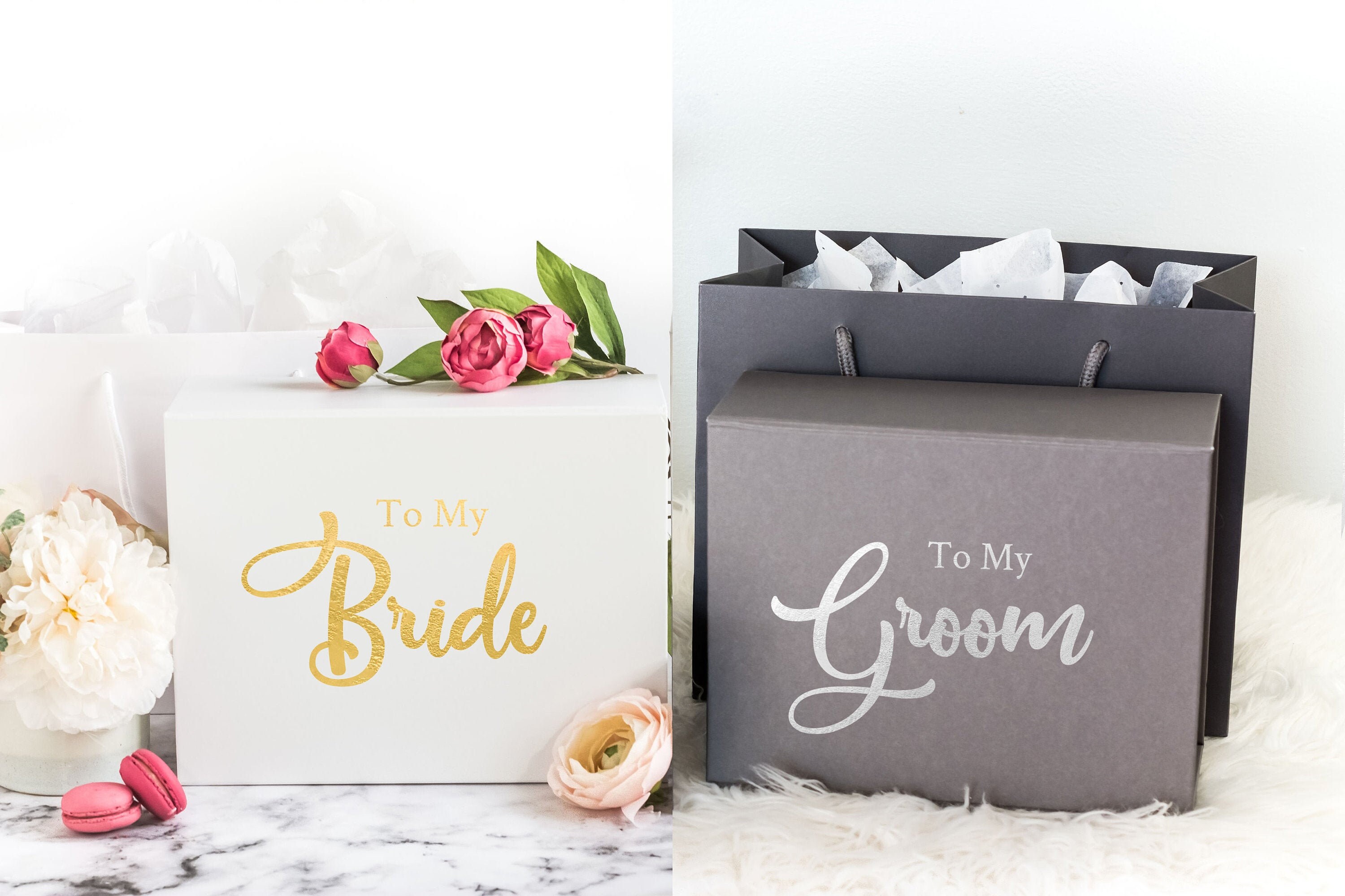 Real Foil Print Bride Gift Box Groom Gift Box | Etsy