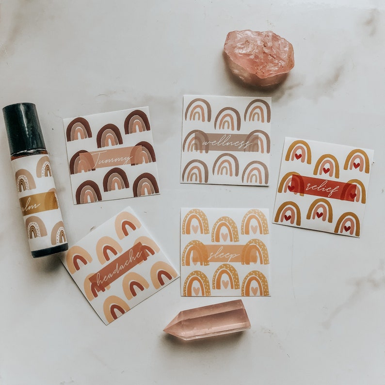 Essential Oil Labels, 10ml Roller Labels, Starter Kit Collection, 2x2 ...