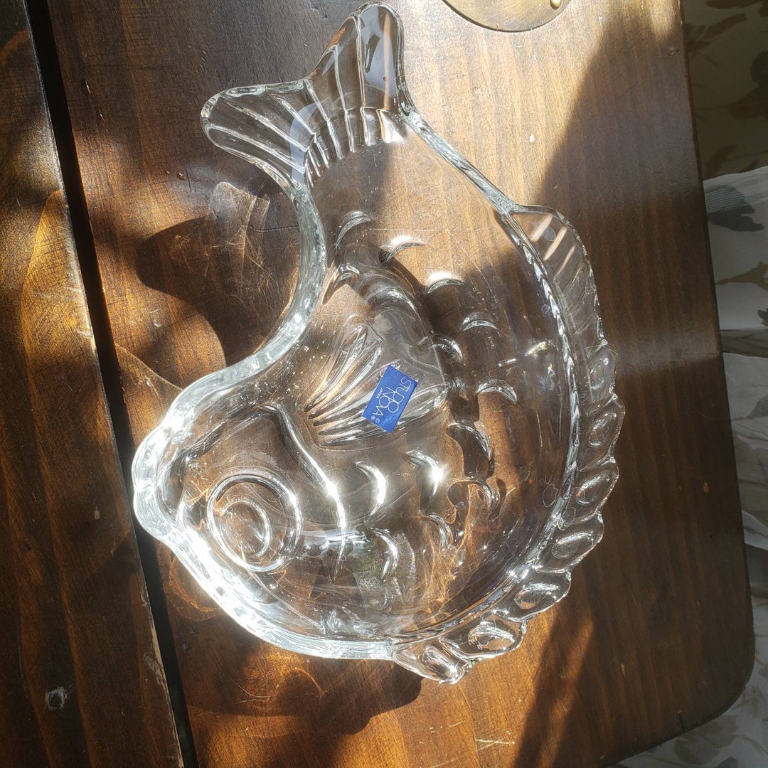 Studio Nova Clear Glass Fish Dish - Functional Art Glass - Mid Modern ...