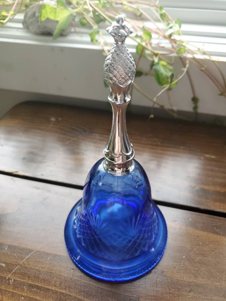 Avon Perfume Bottle Blue and Silver Bell 1976 - Etsy