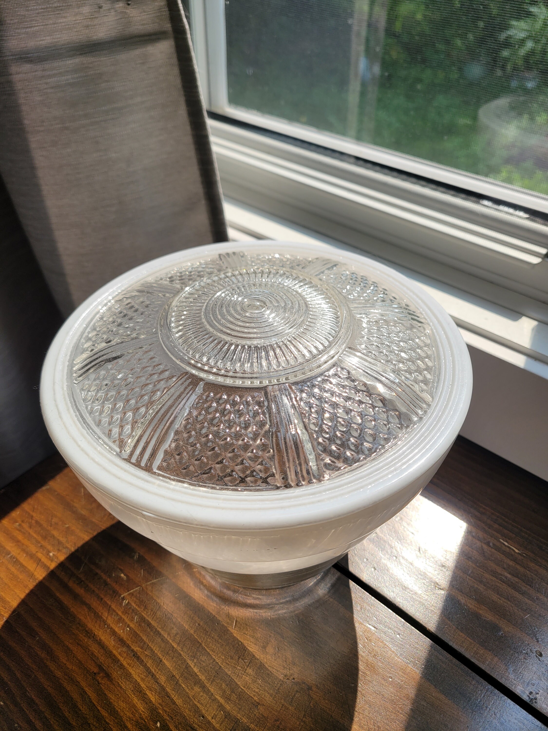 Large Heavy Milk White Glass Light Dome Light Shade Glass Light Fixture ...