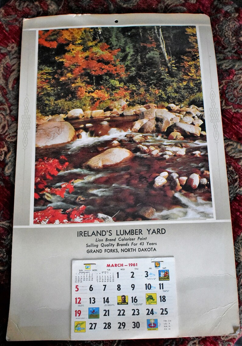 Buy Vintage Advertisement Calendar Ireland's Lumber Yard March 1961 ...