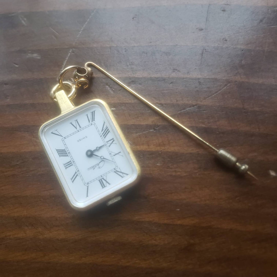 Mens Metal Gold Colored Clock Tie Pin - Weight Bar Button Pin - Etsy