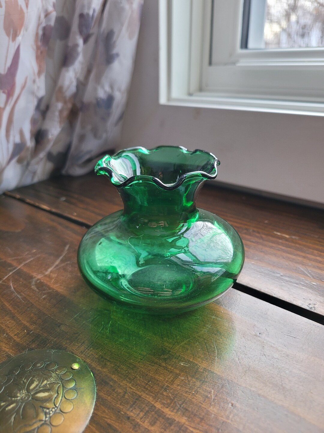 Small Mid Century Modern Green Glass Vase - Floral Décor - Floral ...