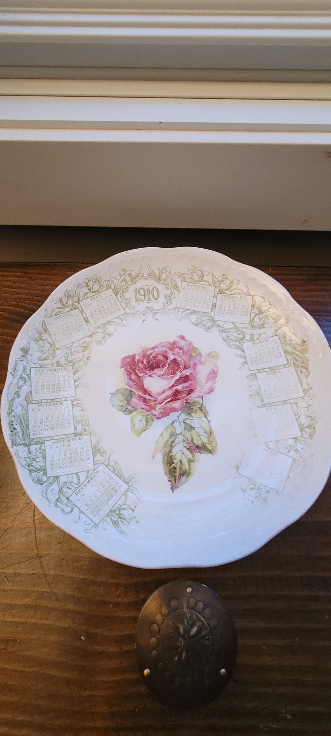 Antique Calendar Plate - Victorian Calendar Porcelain Plate - Asis ...