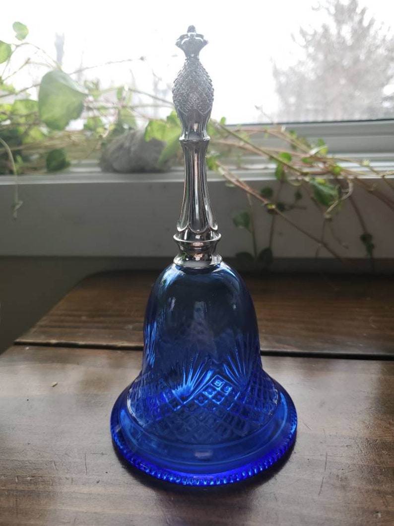 Avon Perfume Bottle Blue and Silver Bell 1976 - Etsy