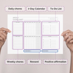 Chore Chart Printable A4 US Letter Sizes Family Chore Chart Reward ...