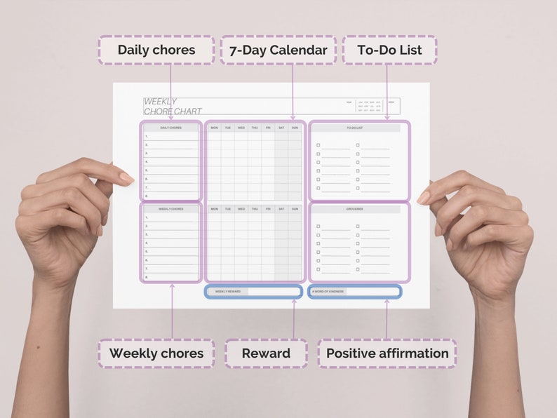 Chore Chart Printable A4 US Letter Sizes Family Chore Chart Reward ...