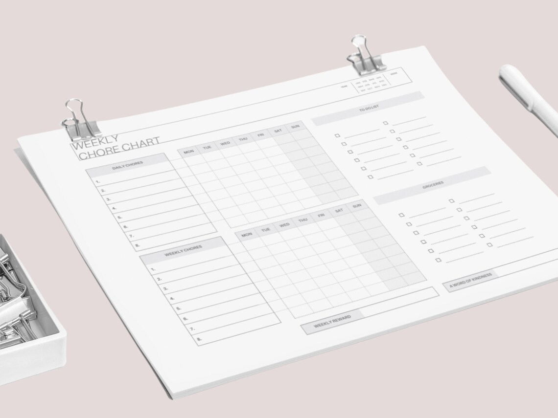 Chore Chart Printable A4 US Letter Sizes Family Chore Chart Reward ...