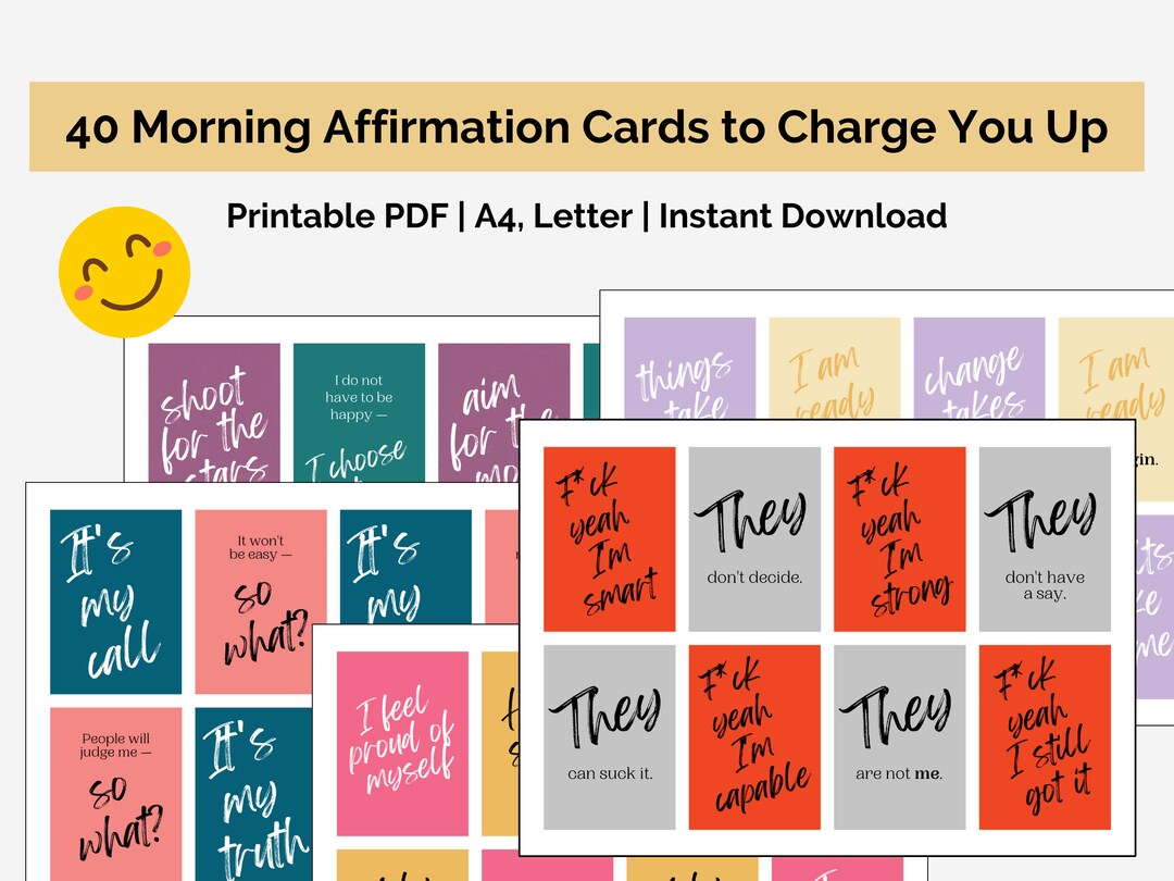 40 Affirmation Cards Printable A4 Letter Sizes Positive - Etsy
