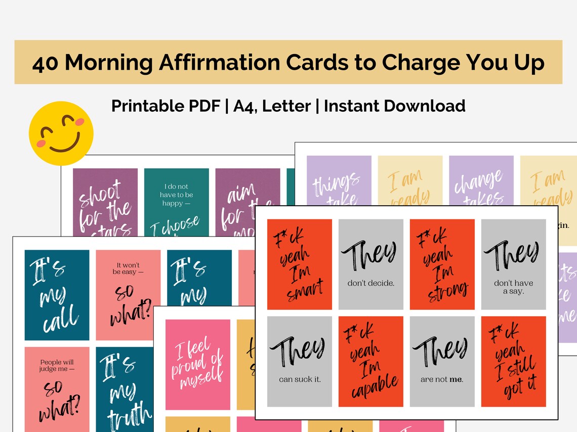 40 Affirmation Cards Printable A4 Letter Sizes Positive - Etsy