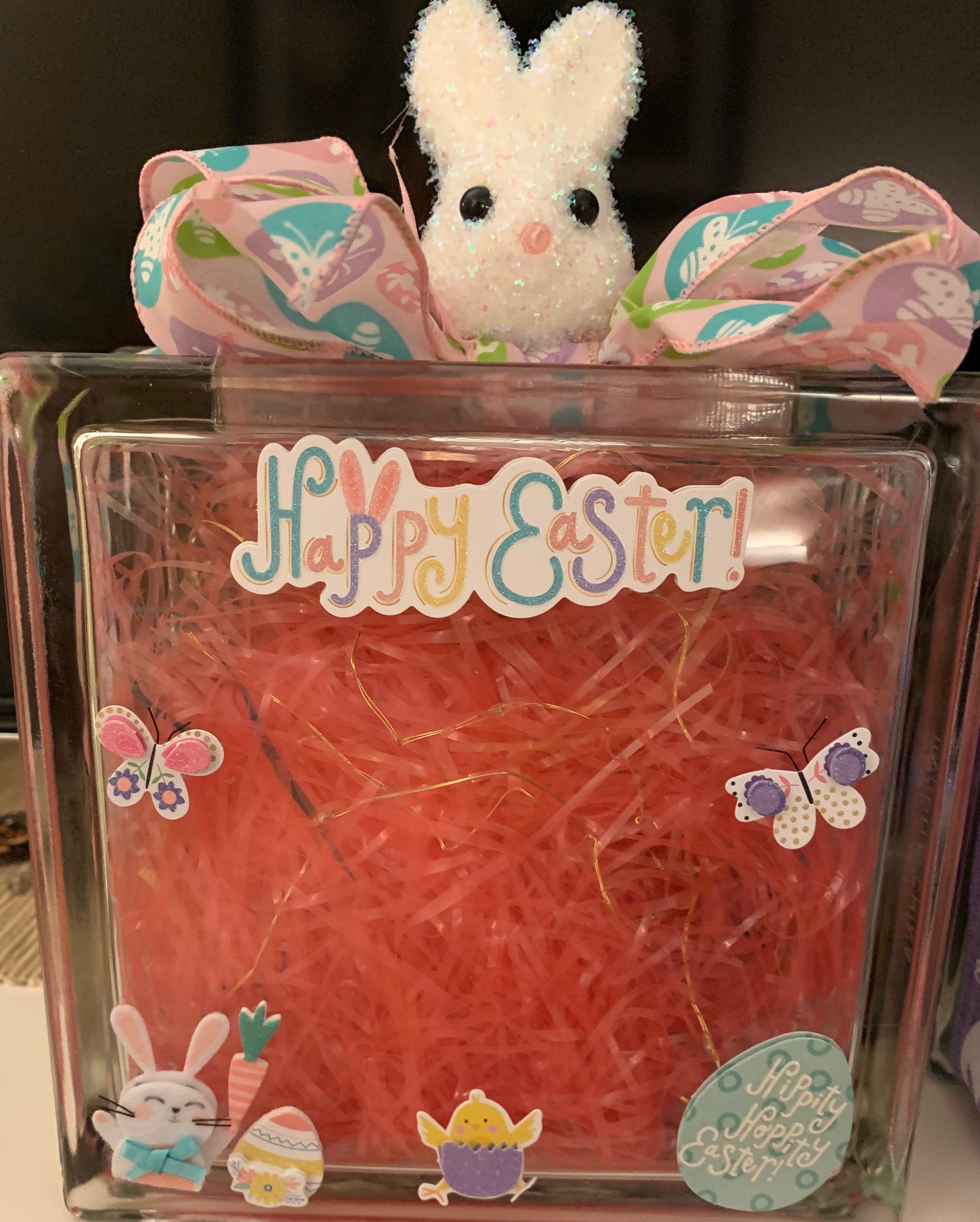 Decorated Easter Glass Block - Etsy