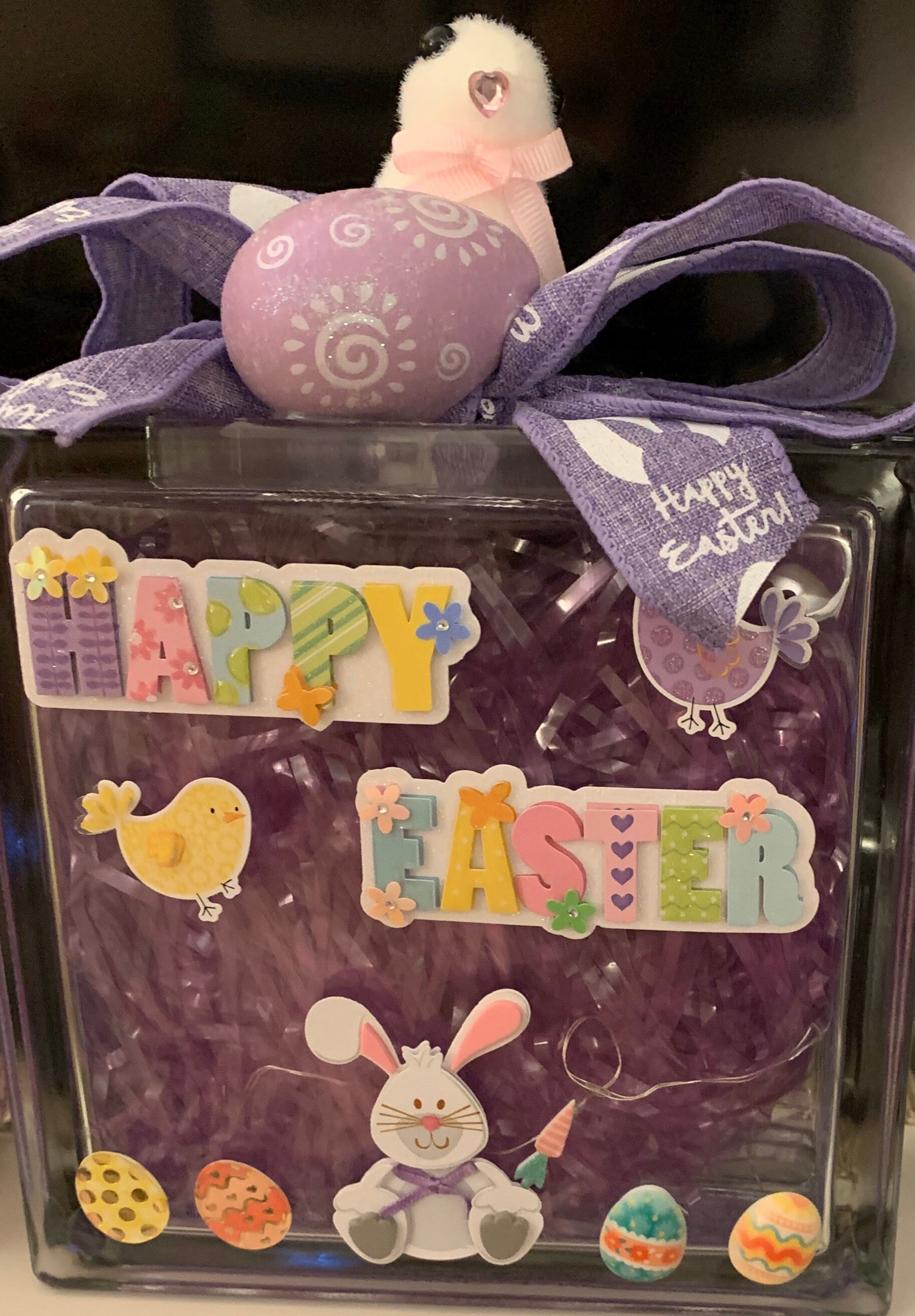 Decorated Easter Glass Block - Etsy