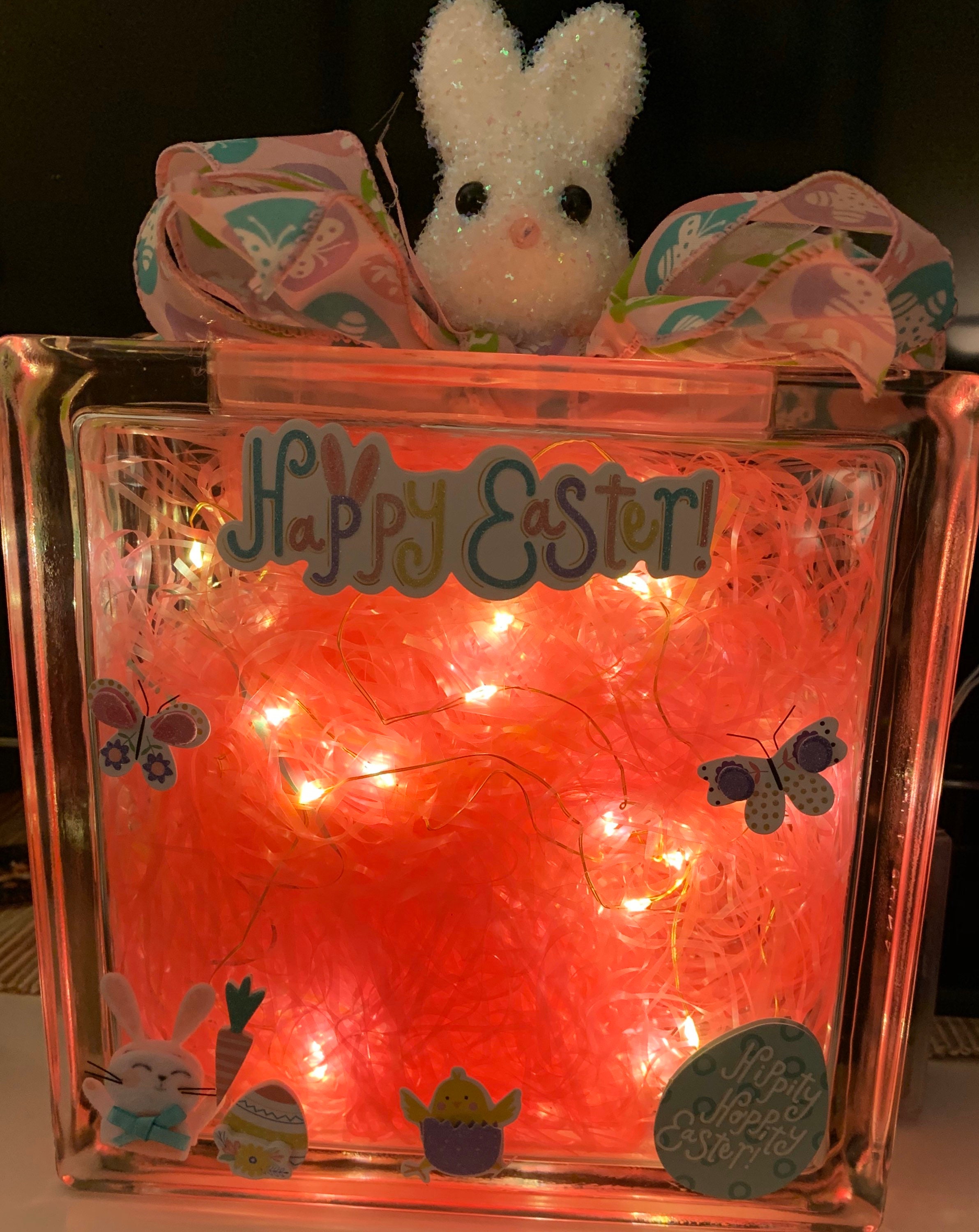 Decorated Easter Glass Block - Etsy