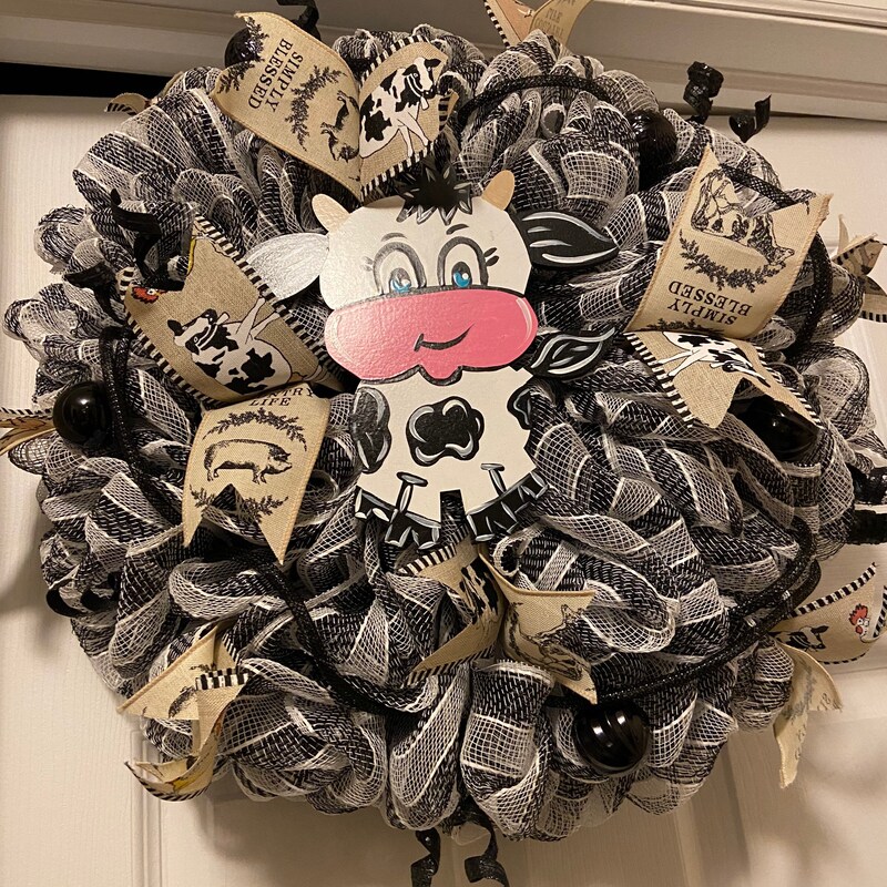 Cow Mesh Wreath - Etsy