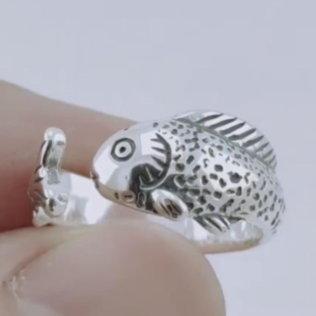 925 Sterling Silver Ring Open Thai Silver Vintage Fish Ring Fish-shaped ...