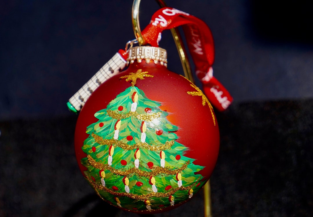 Personalized Hand-painted Music Inspired Glass Ornament. Christmas Tree ...