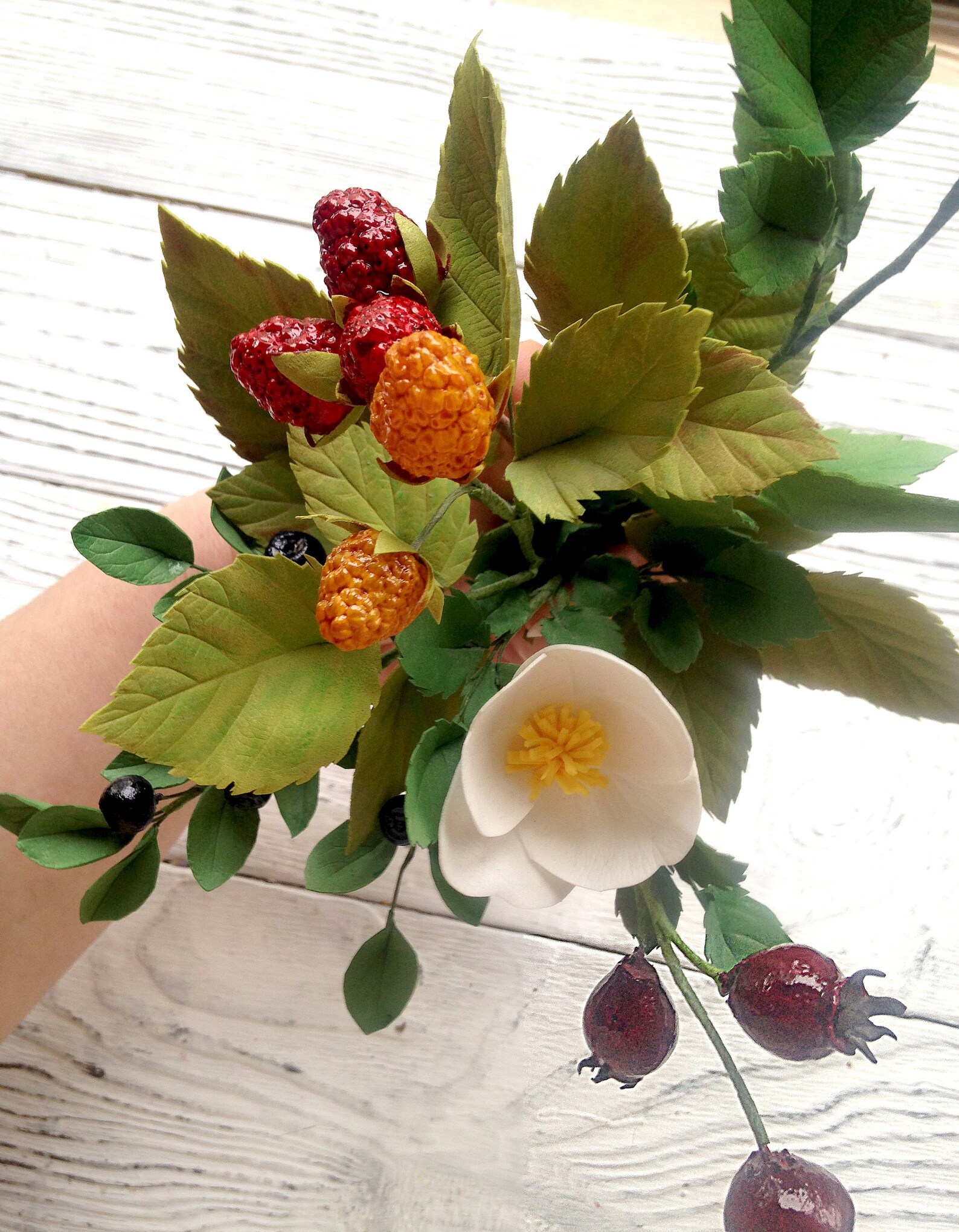 Artificial Berry Bouquet Raspberry Blackberry Blueberry Bouquet Supply ...