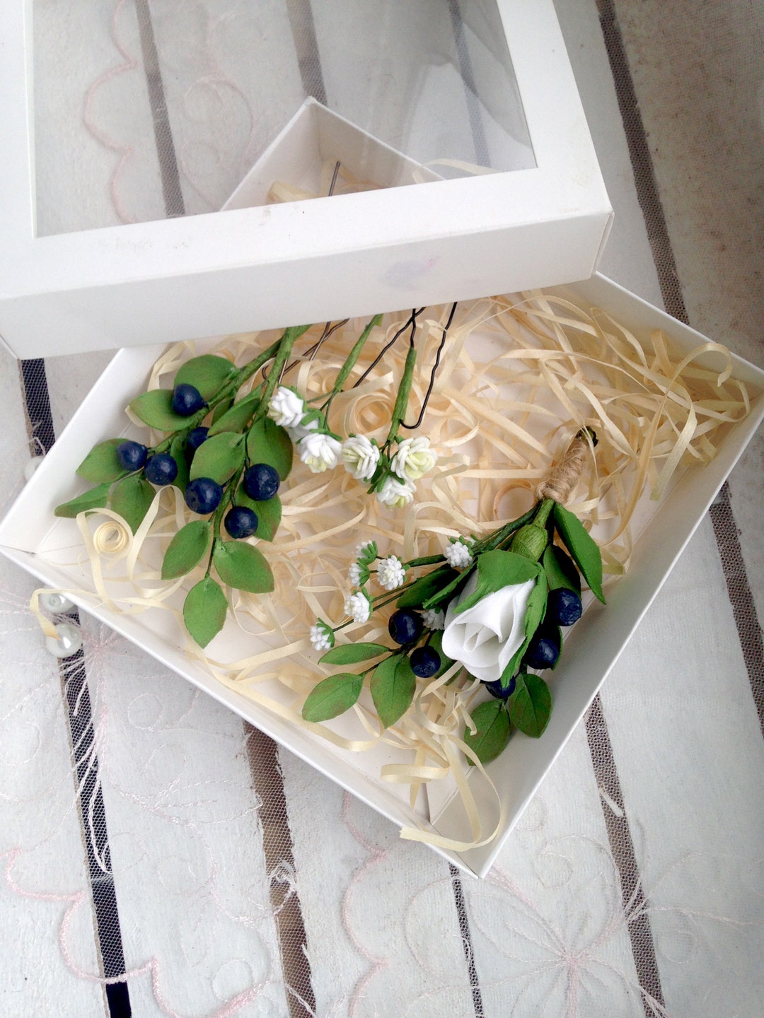 Blueberry Baby Breath Wedding Set Berry and Gypsophila Bridal Set ...