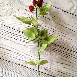 Artificial Raspberry Stem Red Berry Stem Faux Raspberry Branch Table ...