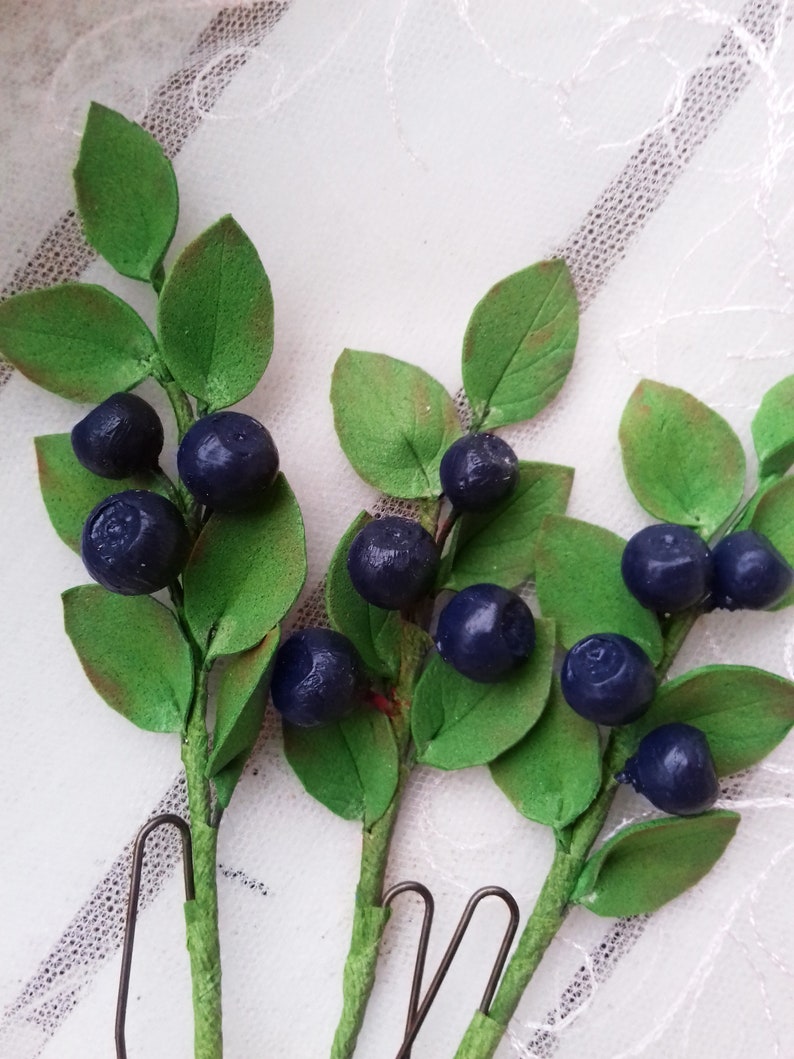 Blueberry Hair Pin, Navy Blue Bridal Hair Pin, Berry Hairpiece Blue ...
