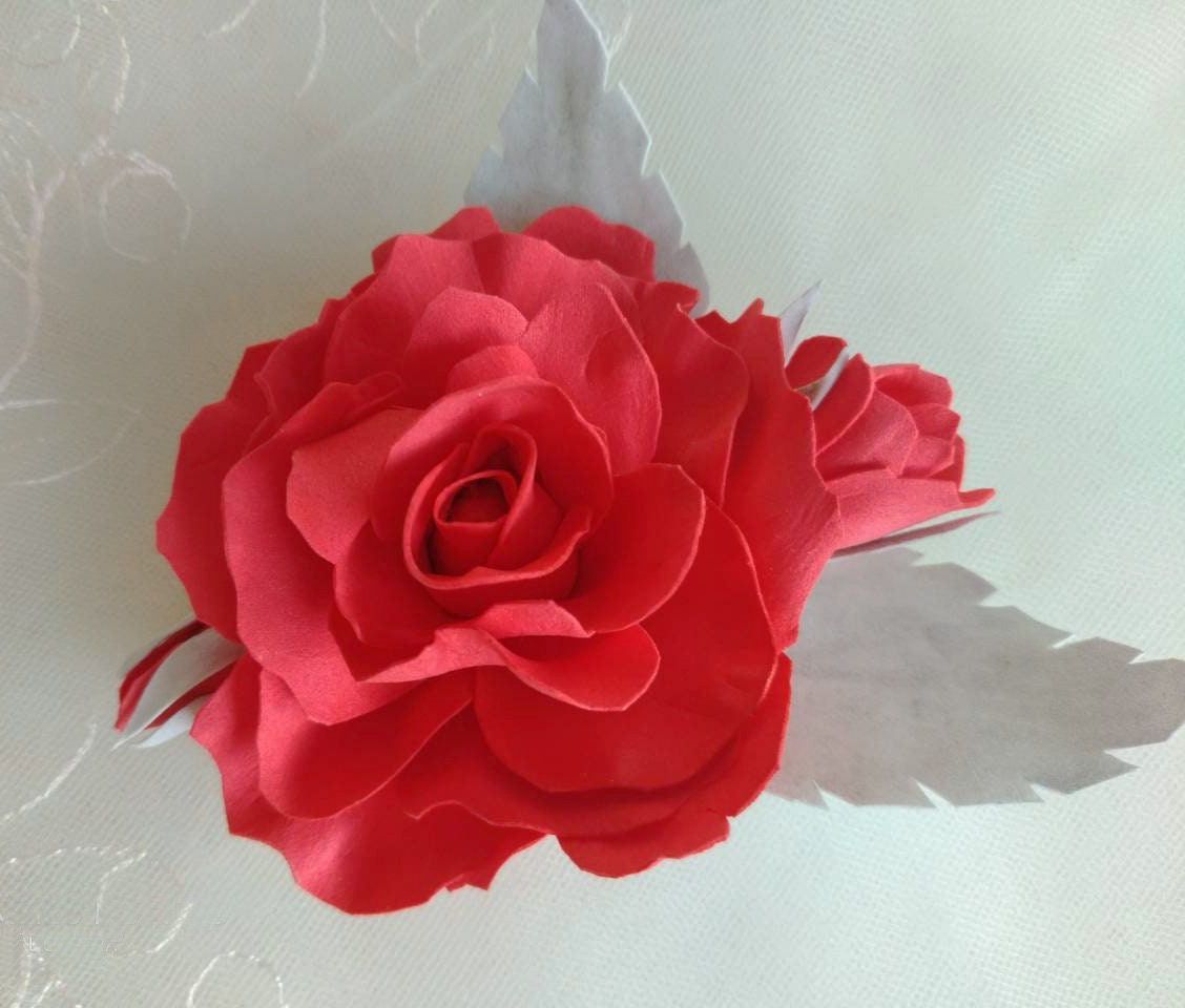 Red Rose Hair Clip Bridal Red Flower Hairpiece Red Wedding Headpiece ...