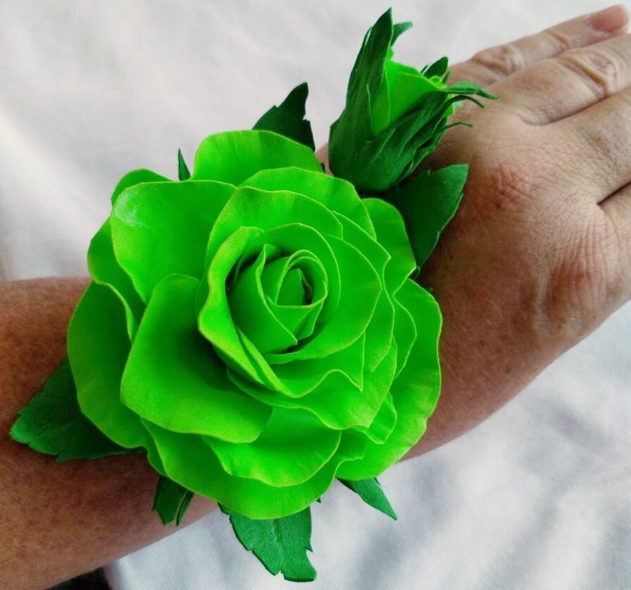 Rose Wedding Hair Clip Greenery Bridal Hairpiece Rose Brooch Green ...