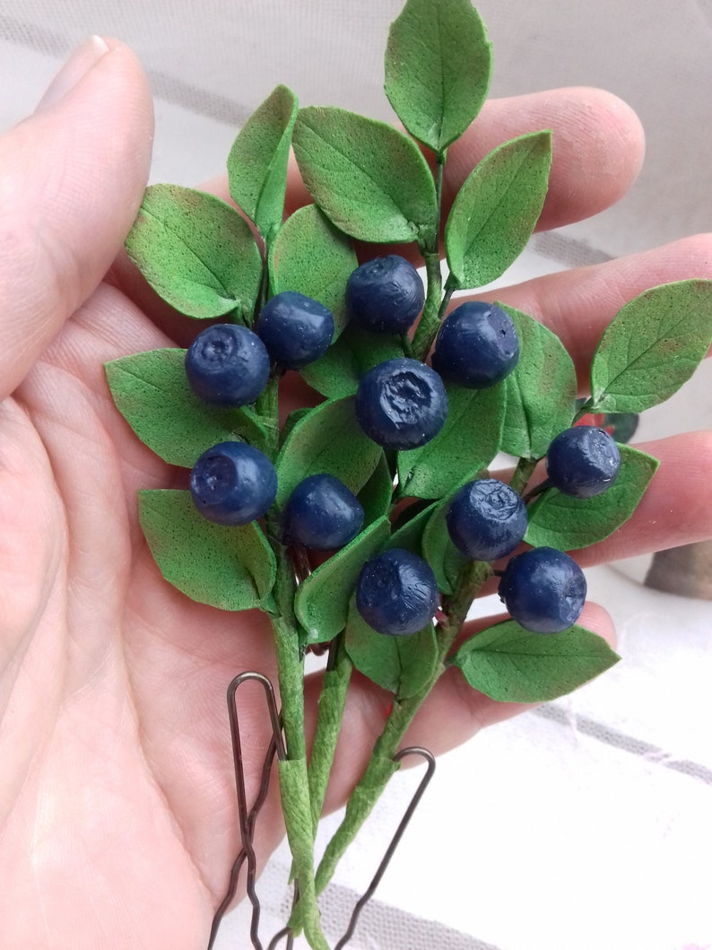 Blueberry Hair Pin, Navy Blue Bridal Hair Pin, Berry Hairpiece Blue ...