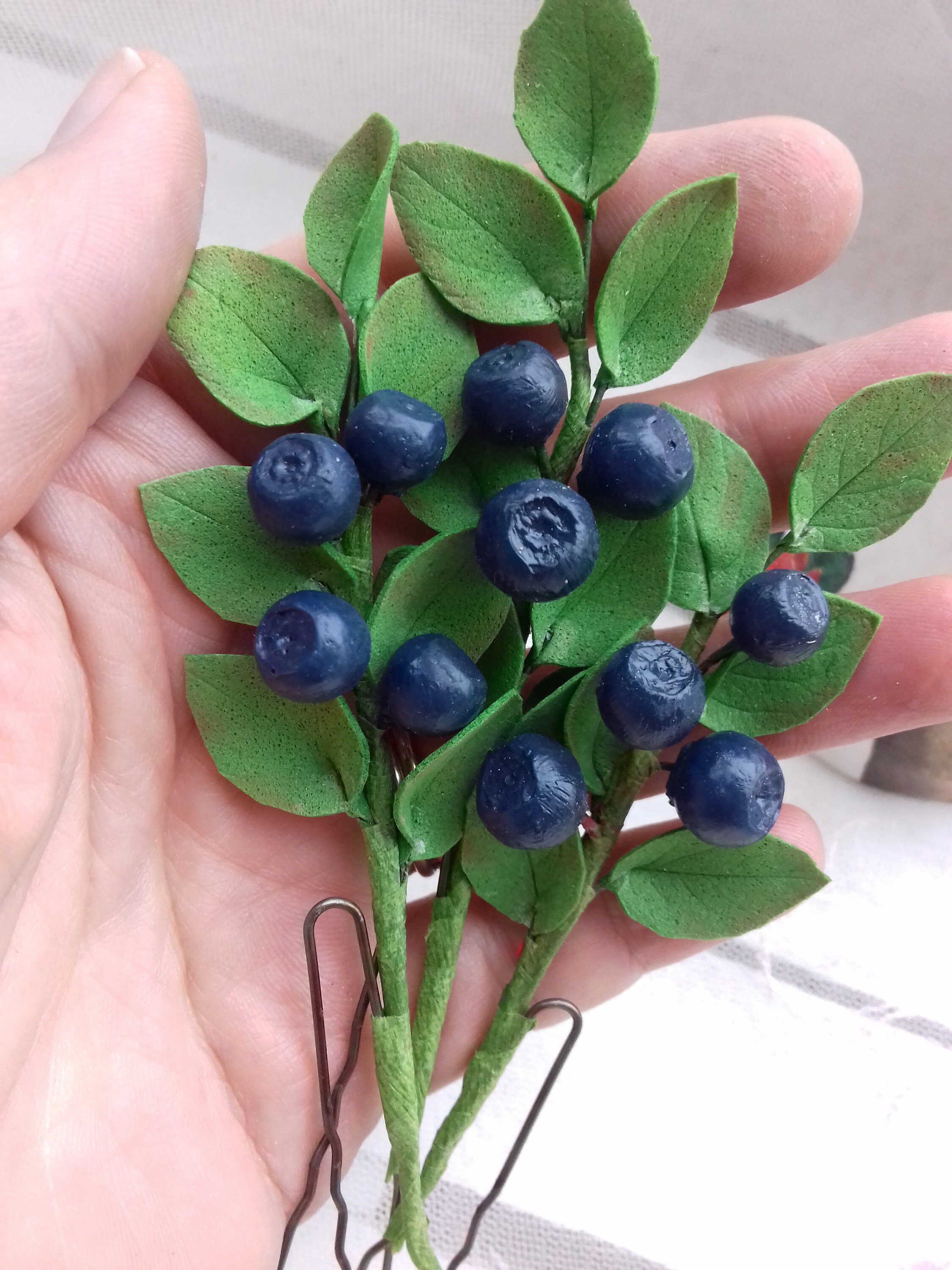 Blueberry Hair Pin Navy Blue Bridal Hair Pin Berry Hairpiece - Etsy