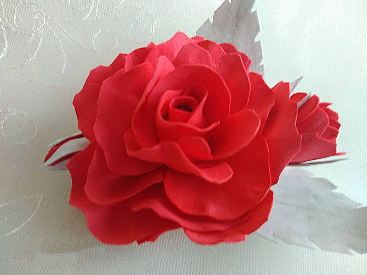 Red Rose Hair Clip Bridal Red Flower Hairpiece Red Wedding - Etsy