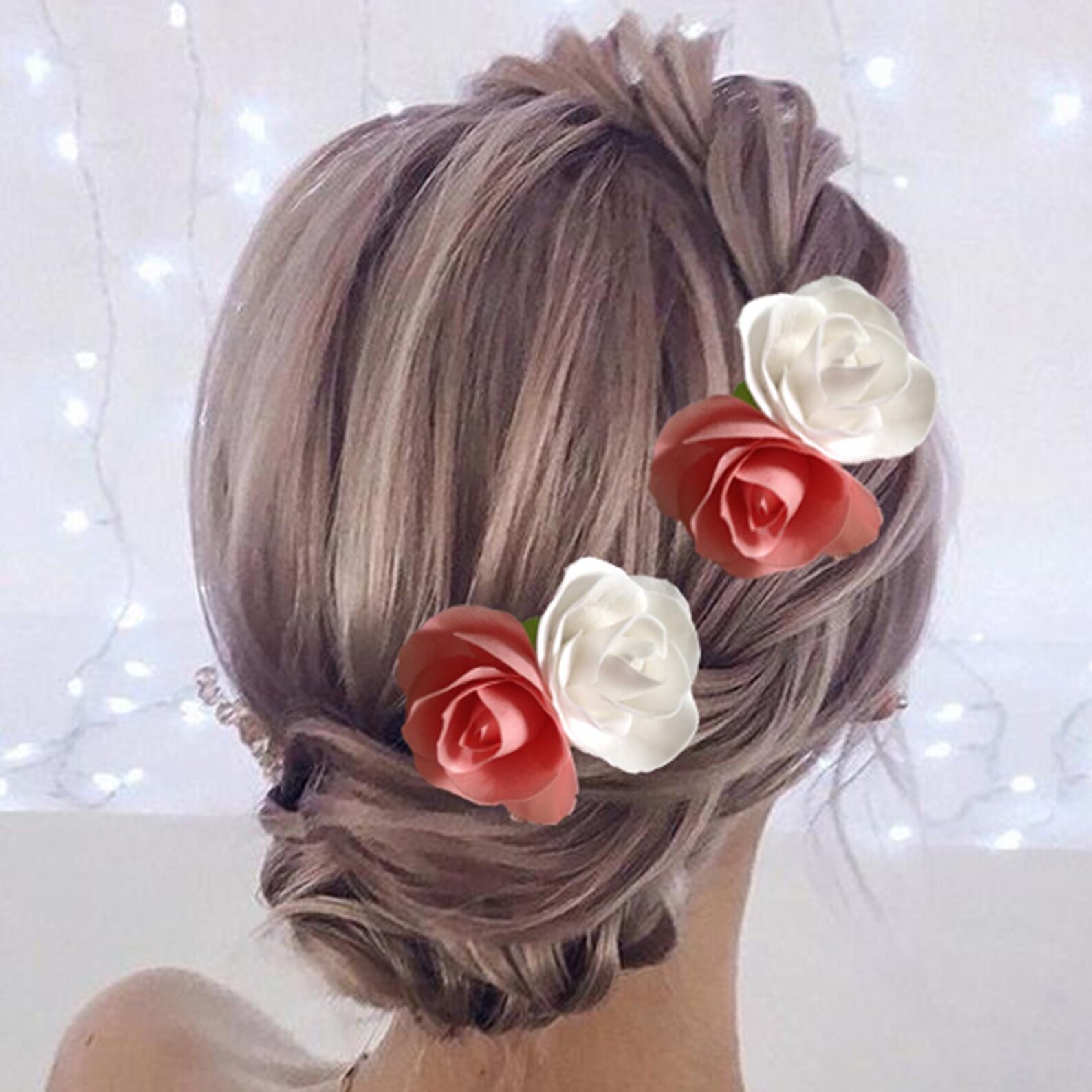 Pink and White Roses Hair Clip Rose Wedding Hairpiece Flower Girl Hair ...