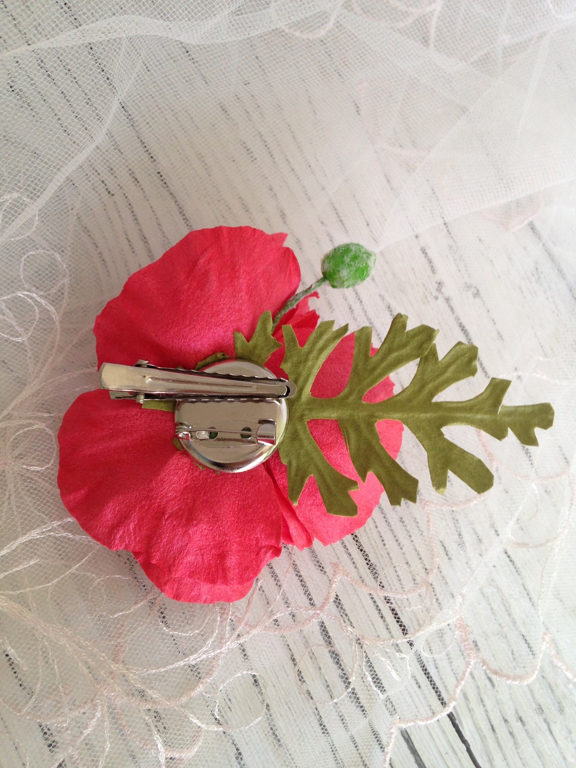 Red Faux Poppy Brooch/hair Clip Red Flower Brooch Wedding Red - Etsy