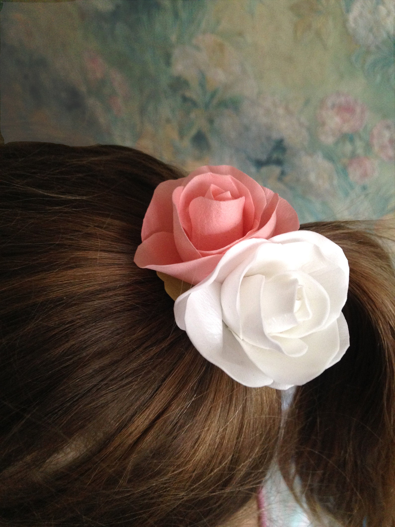Pink and White Roses Hair Clip Rose Wedding Hairpiece Flower Girl Hair ...