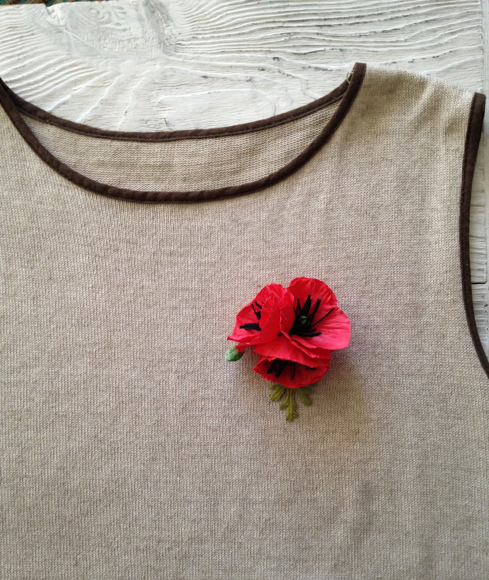 Red Faux Poppy Brooch/hair Clip Red Flower Brooch Wedding Red - Etsy