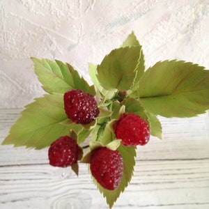 Artificial Raspberry Stem Red Berry Stem Faux Raspberry Branch Table ...