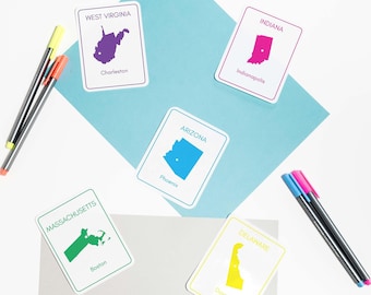 United States Capitals Flash Cards - Digital Download - Etsy